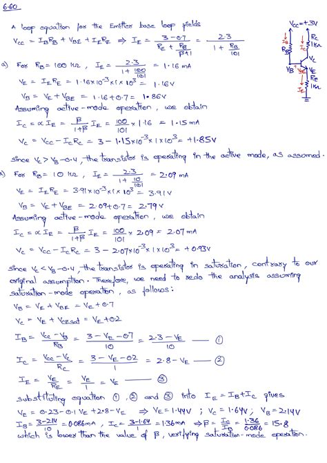 For the circuit in Fig P find VB VE and VC for RB kΩ