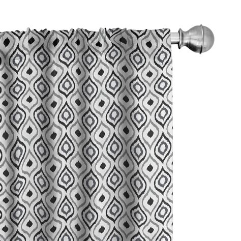 Ambesonne Peacock Curtains Greyscale Bird Feathers Pair Of 28x84