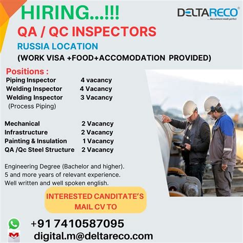 Hiring Hiring Qaqc Inspection Engineeringjobs Workabroad Career Delta Recruitment