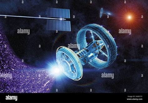 Antimatter Warp Drive And Solar Sail Spacecraft Illustration