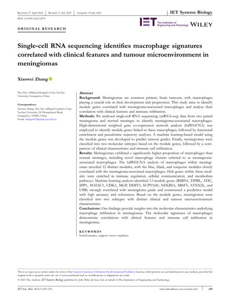 (PDF) Single‐cell RNA sequencing identifies macrophage signatures correlated with clinical ...
