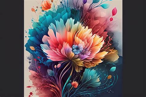 Colorful Abstract Flower Meadow Illustrationgenerative Ai Stock