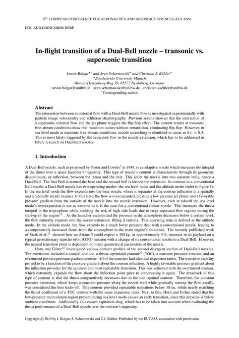Pdf In Flight Transition Of A Dual Bell Nozzle Transonic Vs