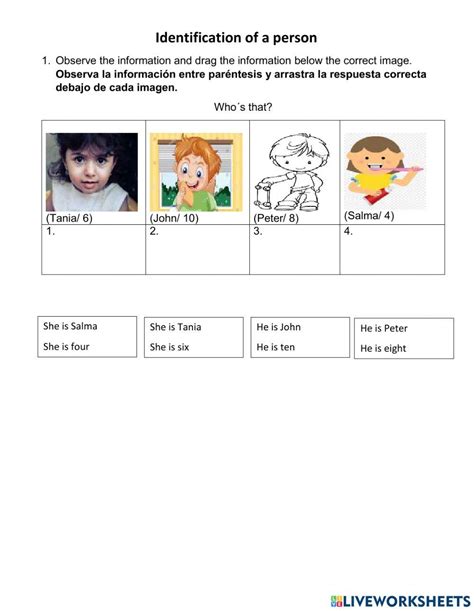 English Test Identification Of A Person Worksheet Live Worksheets