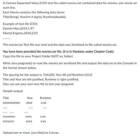 Solved A Comma Separated Value Csv Text File Called