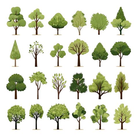 나무 그림 모음 녹색 나무 자연 건강 그림 다른 녹색 나무 간단하고 미니멀한 그림의 집합 나무 잎 트렁크 Png 일러스트 및 이미지 에 대한 무료 다운로드 Pngtree