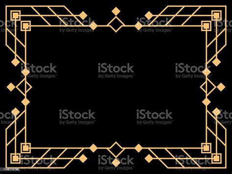 아르 데코 프레임 빈티지 선형 테두리 초대장 전단지 및 인사말 카드에 대한 템플릿을 디자인합니다 기하학적 황금 프레임 1920 년대의 스타일 1930 년대 벡터