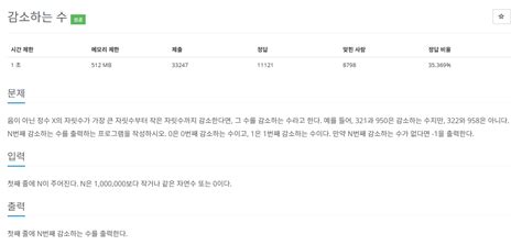 백준 1038번 감소하는 수 Java 백준 1038번 감소하는 수 Java
