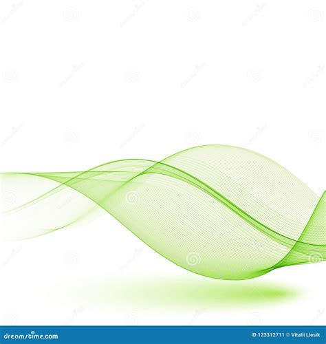 Abstract Green Wavy Lines Colorful Vector Background Stock Vector