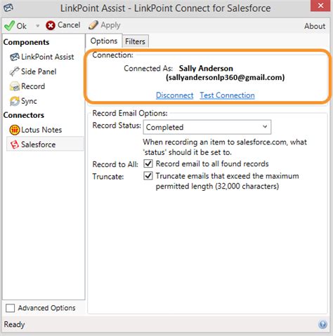 configuring the linkpoint connect salesforce connector ibm notes