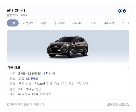 싼타페 Dm 중고차 가격 연비 제원