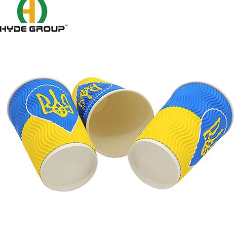 Tripple Corrugated 16oz Ripple Wall Drink Paper Cups Ripple Wall