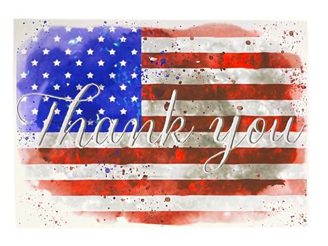 American Flag Thank You Card Original Art Stars And Stripes Red