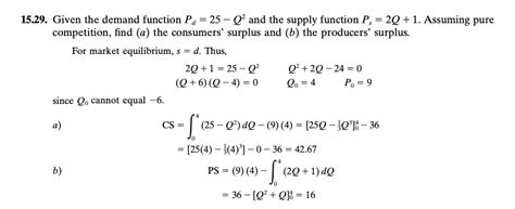 Solved 29 Given The Demand Function Pd25−q2 And The Supply