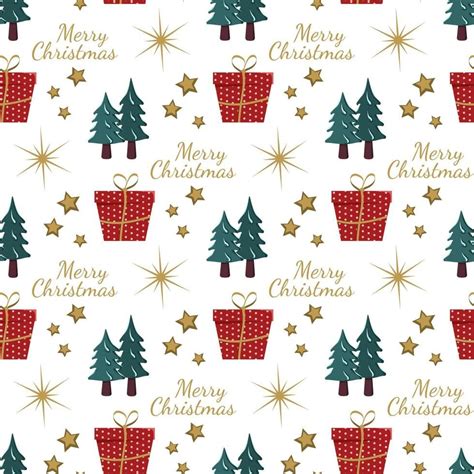 Festive Christmas Seamless Pattern With Ts And Trees