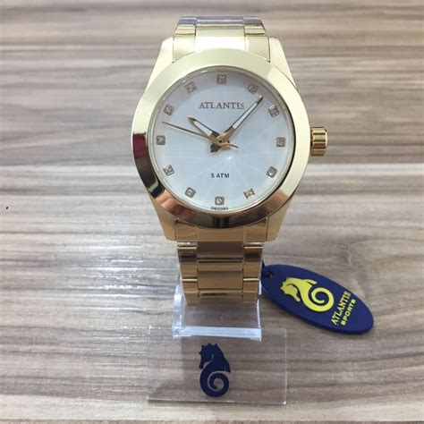Rel Gio Feminino Dourado Original Strass Atlantis Frete R Em Mercado Livre