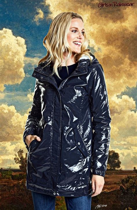 Shiny Raincoat Rainwear Girl Blue Raincoat Vinyl Raincoat