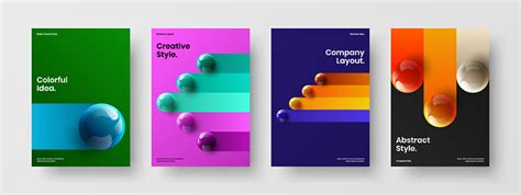 추상 3d 공 기업 브로셔 일러스트 구성 고유한 프레젠테이션 벡터 디자인 템플릿 번들 A4 용지에 대한 스톡 벡터 아트 및 기타