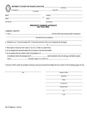 Fillable Online Courts State Md Affidavit State Of Maryland Form Fax Email Print Pdffiller