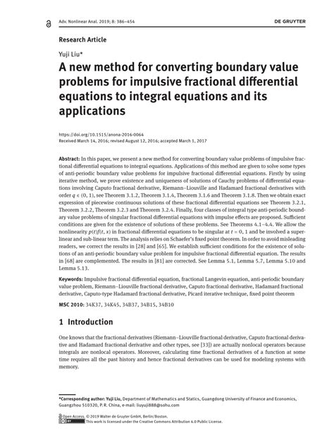 pdf a new method for converting boundary value problems for impulsive