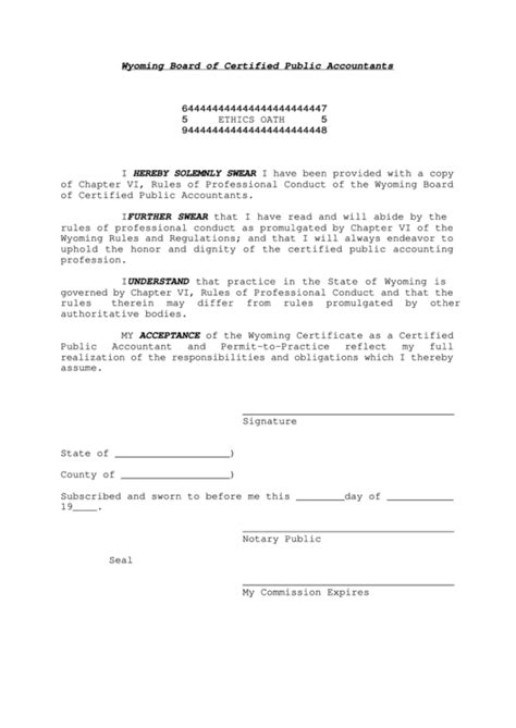 Ethics Oath Form Printable Pdf Download