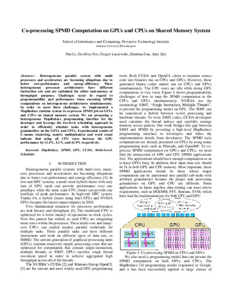 Pdf Co Processing Spmd Computation On Cpus And Gpus Cluster
