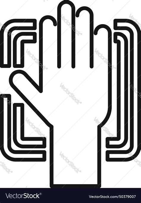 Scan Palm Hand Icon Outline Automatic Royalty Free Vector