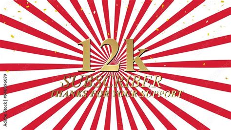 12k Subscribe Celebrating With Confetti Effects On Retro Motion Animation Background Flower