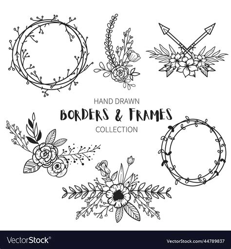 Hand Drawn Border Frame Collection Royalty Free Vector Image