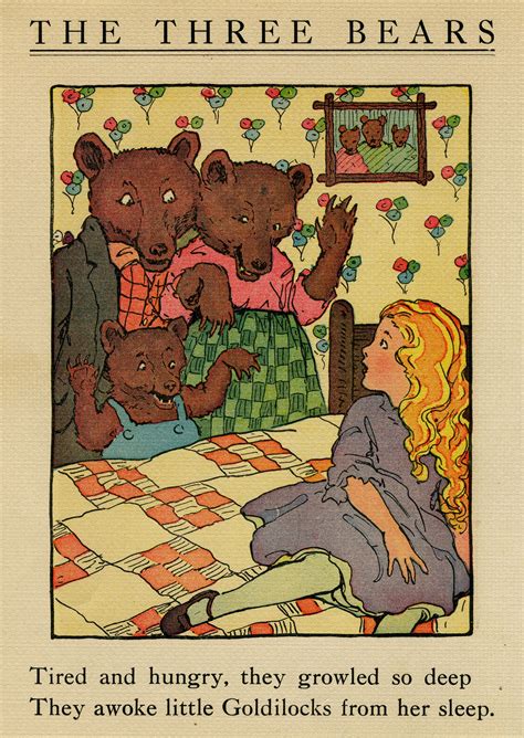 Goldilocks And The Three Bears Vintage Storybook Illustration