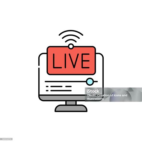 라이브 스트리밍 컬러 라인 아이콘입니다 웹 페이지 모바일 앱용 픽토그램 0명에 대한 스톡 벡터 아트 및 기타 이미지 0명 개념 광고 Istock