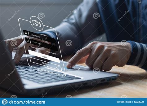 Cyber Security Concept User Typing Login Password Internet Network Security Technology