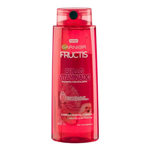 Shampoo Garnier Fructis Brillo Vitaminado En Botella De 650mL Por 1