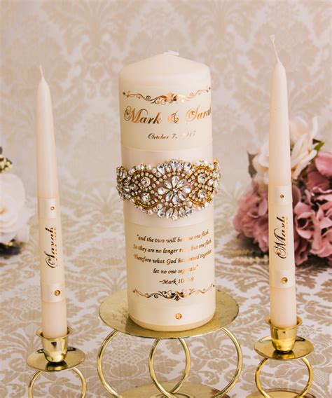 Gold Unity Candle Set Gold Wedding Unity Candles Ivory Wedding Etsy