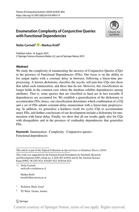 Enumeration Complexity Of Conjunctive Queries With Functional Dependencies