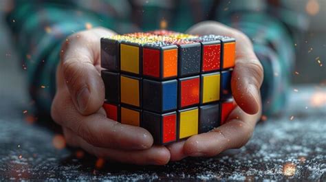 A Hand Holding A Colorful Rubiks Cube Premium Ai Generated Image