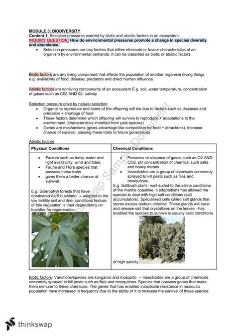 Biology Module 3 And 4 Notes Biology Year 11 Hsc Thinkswap