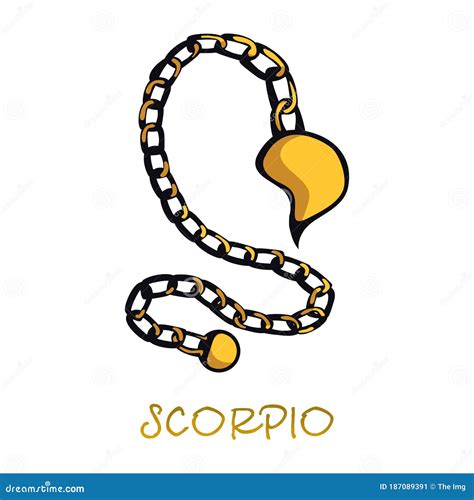 Scorpio Zodiac Sign Accessory Flat Cartoon Vector Illustration Stock