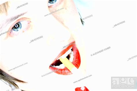 Woman Young Carelessly Cigarette Smokes Portrait Truncated Women