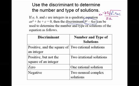 Discriminant To Determine Number Of Solutions