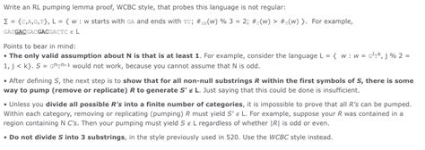 solved write an rl pumping lemma proof wcbc style that