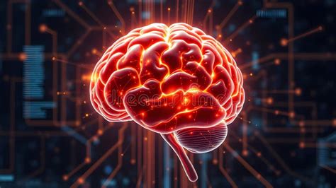 Ai Glowing Human Brain With Digital Network Background Stock Illustration Illustration Of