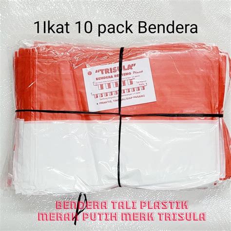 Jual Bendera Plastik Merah Putih Cap Trisula Plus Tali Tinggal Pasang 1 Ikat10 Pack Kota