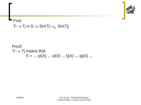 Yan Huang CSCI5330 Database Implementation Concurrency Control