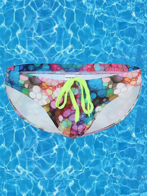 Mens Sexy Low Rise Print Briefs With Drawstring Mr Saker