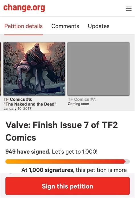Petition Details Comments Updates Tf Comics Tf Comics The Naked And The Dead Coming
