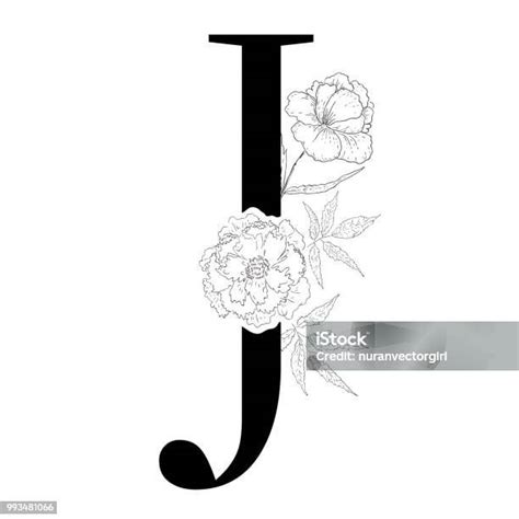 꽃 알파벳입니다 장식 Serif 편지입니다 0명에 대한 스톡 벡터 아트 및 기타 이미지 0명 검은색 계절 Istock