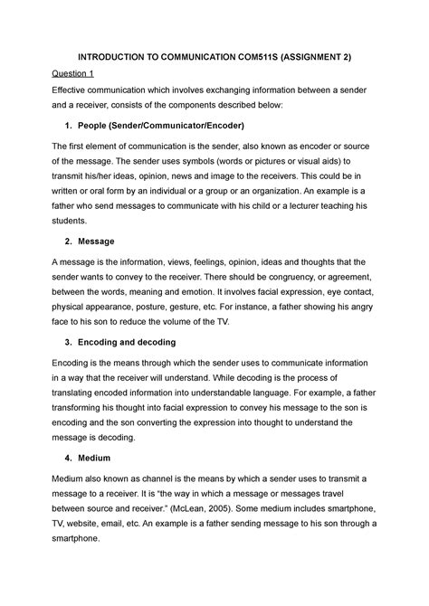 Communication Assignment 2 Introduction To Communication Com511s