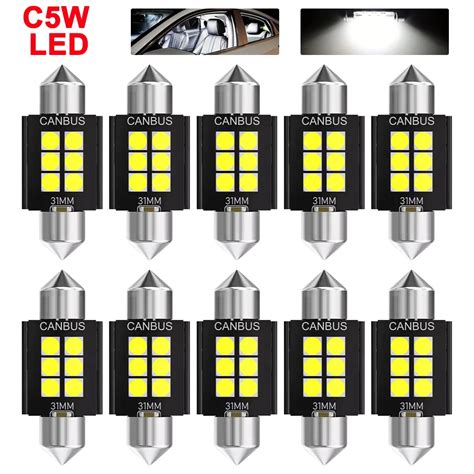 1 4 10 Pcs C10w C5w Led Festoon Led Bulb Canbus 31mm 36mm 39mm 41mm 12v