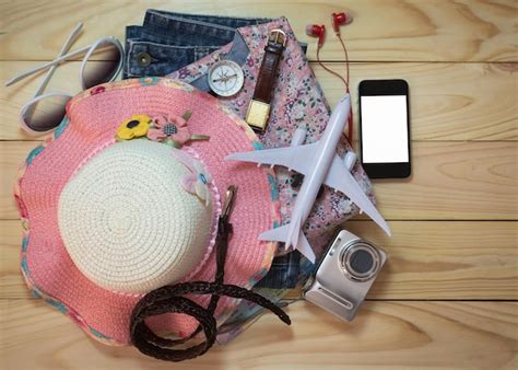 Premium Photo High Angle View Of Personal Object On Wooden Table